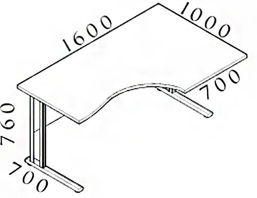 Rauman Kancelářský stůl Visio K 160x70/100 cm pravý Barva: Buk