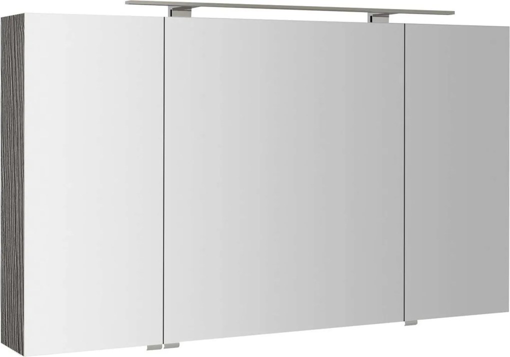 Sapho Mirró - Zrcadlová skříňka s LED osvětlením 120x70x16 cm, 3x dvířka, dub stříbrný MC121-0011