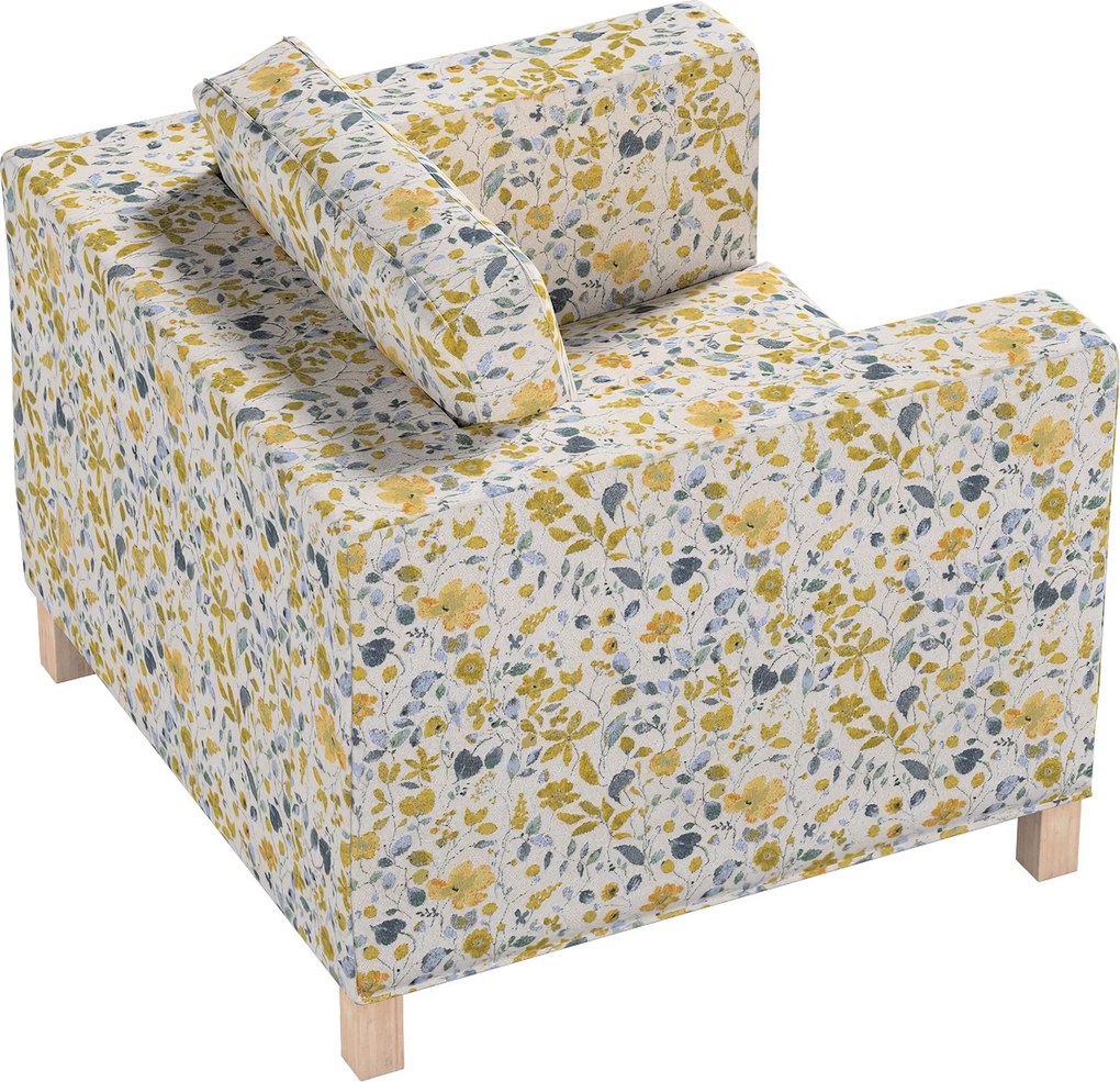 Potah na křesko IKEA Karlanda, krátký barva žlutá látka pletený vzor, vzorované