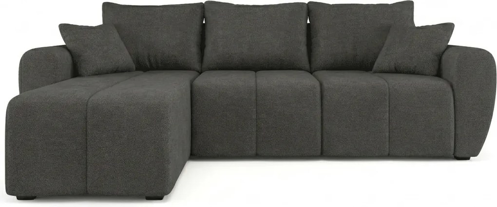 Rozkládací oboustranná sedací souprava do L SEVIO 246x145 cm, tmavě šedá + 2 polštářky ZDARMA