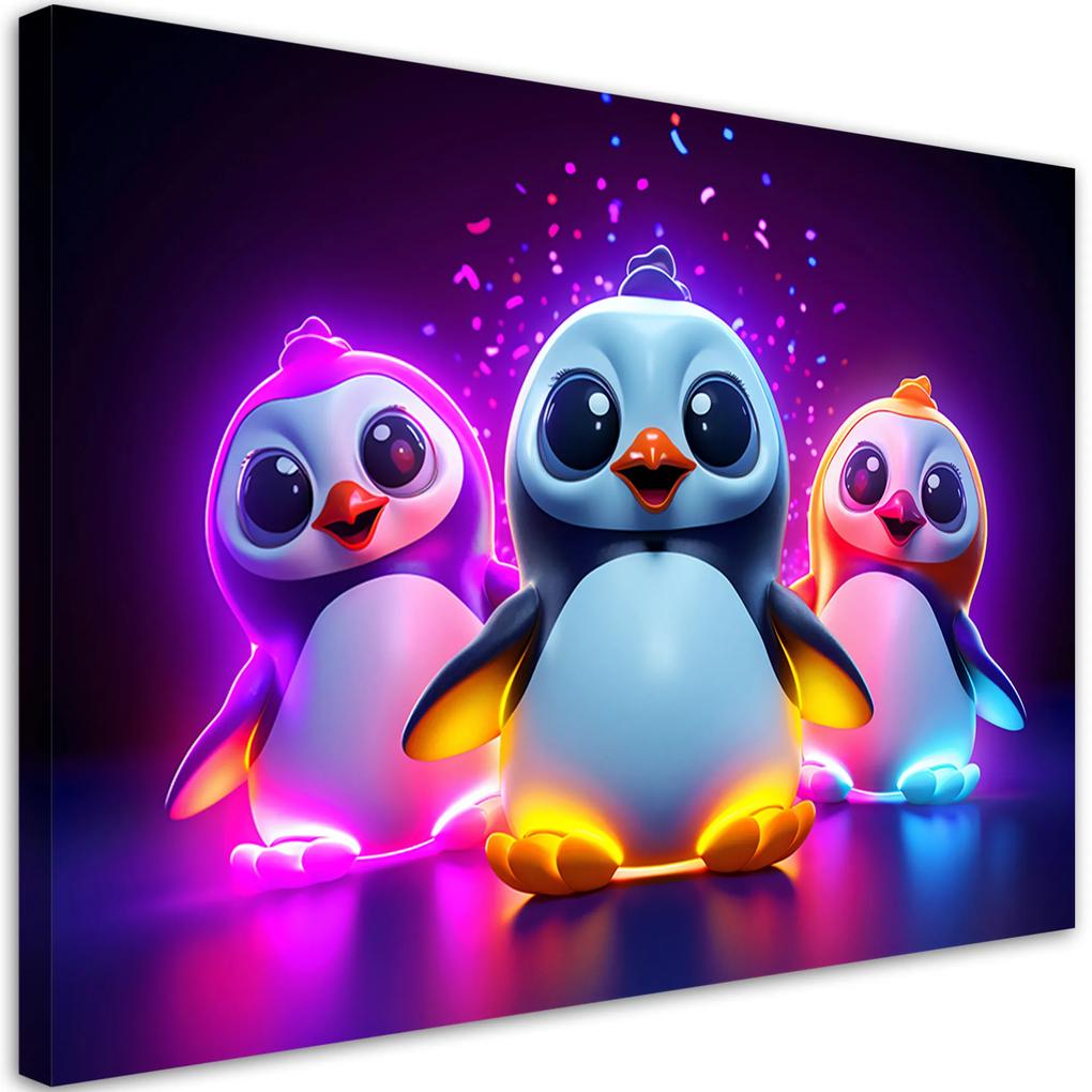 Gario Obraz na plátně Barevné tučňáky Rozměry: 60 x 40 cm