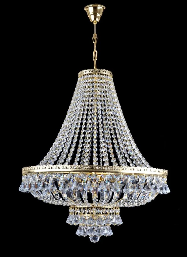 6 bulbs Strass basket crystal chandelier - Cut octagons &amp; Diamond shaped pendants