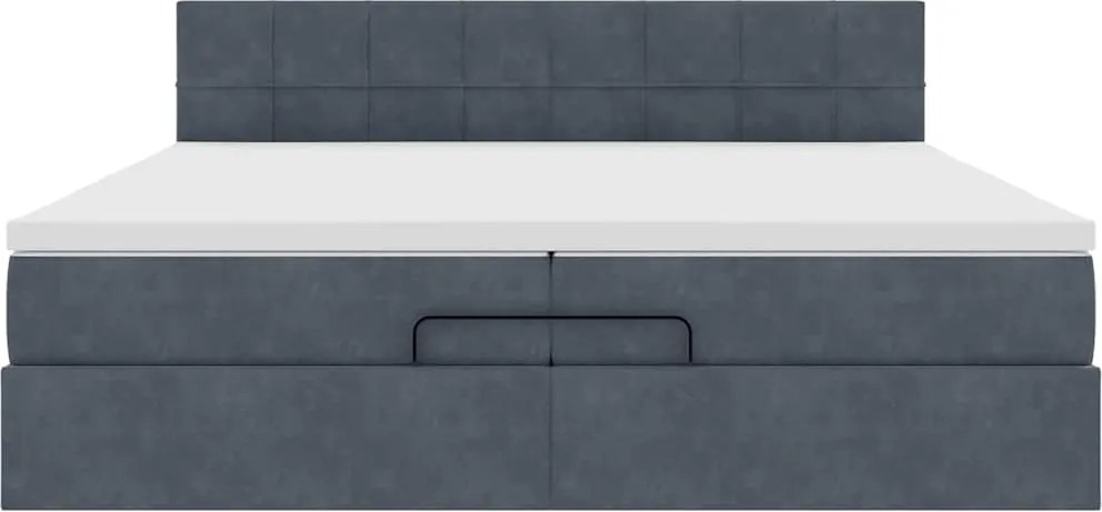 Osmanský rám postele s matrací tmavě šedá 200x200 cm samet 3311796