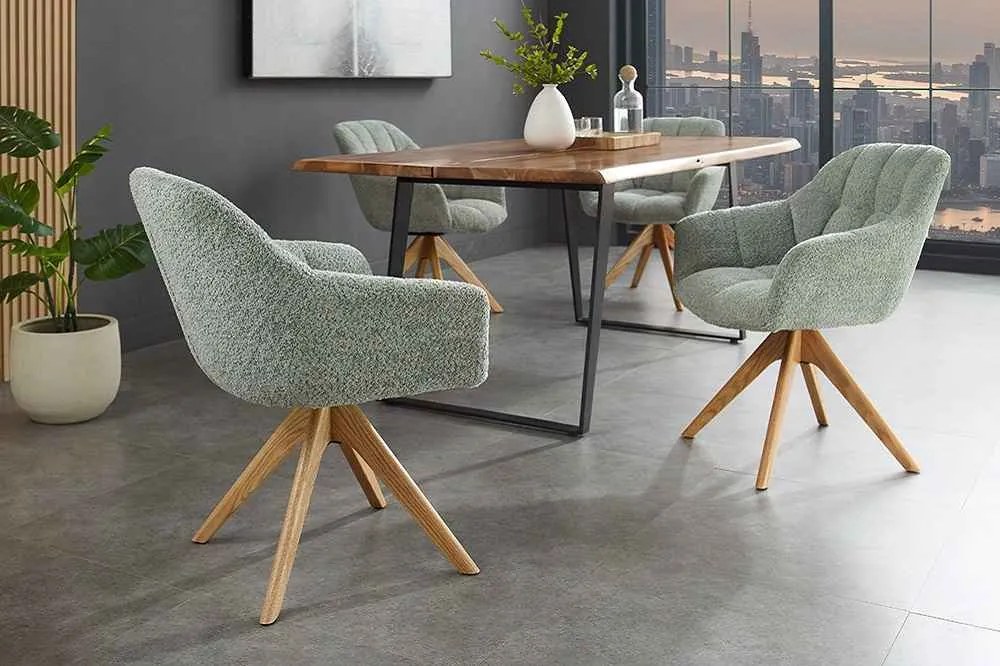 Designová otočná židle Vallerina šalvějová zelená / dub