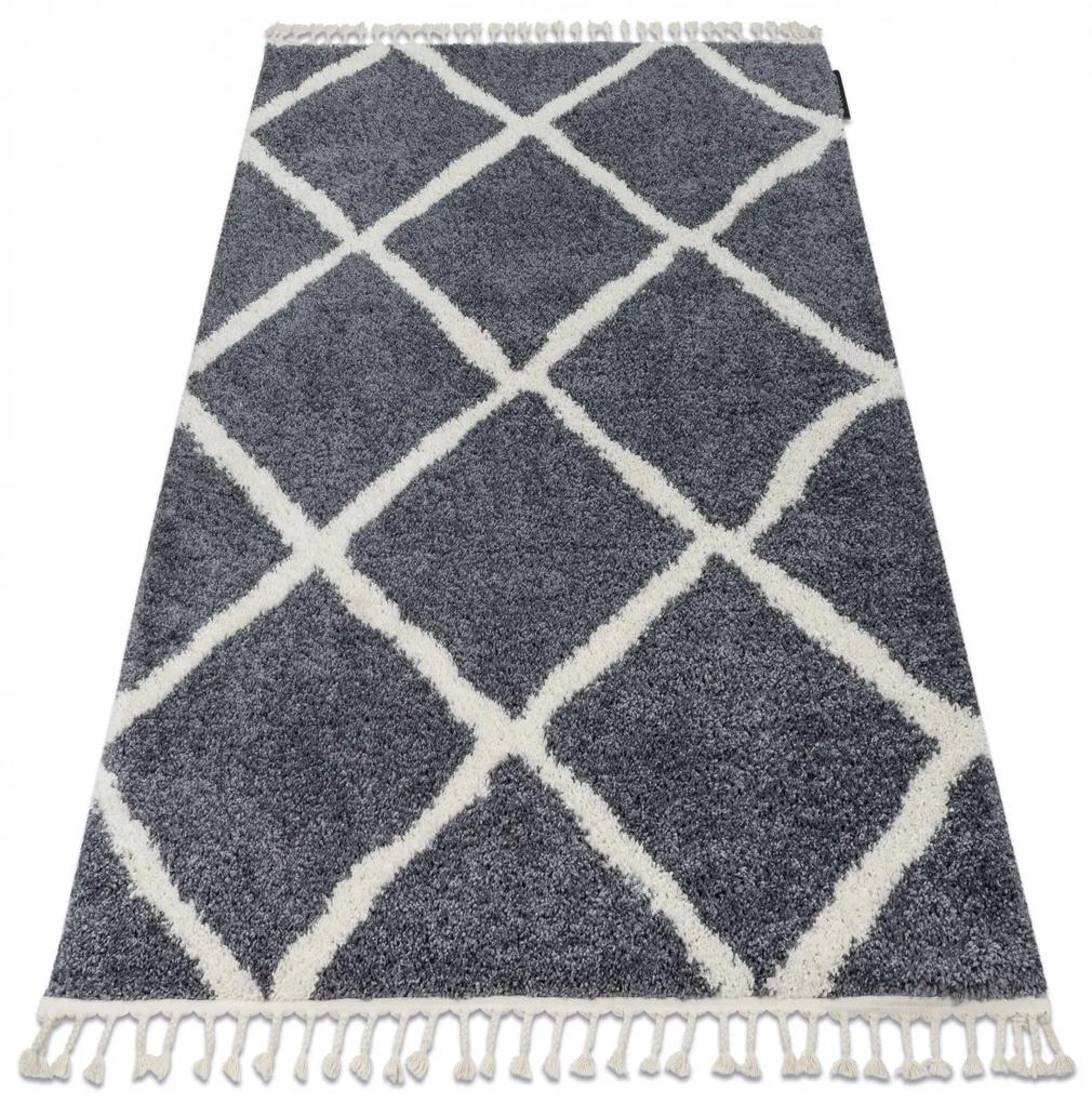 Kusový shaggy koberec BERBER CROSS šedý