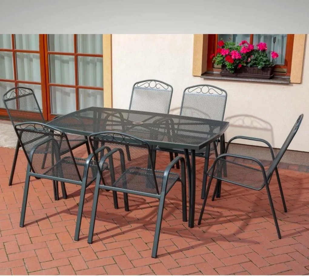 Vikio Zahradní jídelní kovový set pro 6 osob V126 antracit