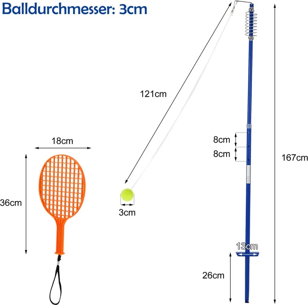 Costway Portable Tetherball Set 3 úrovně výškově nastavitelná sada s míčem