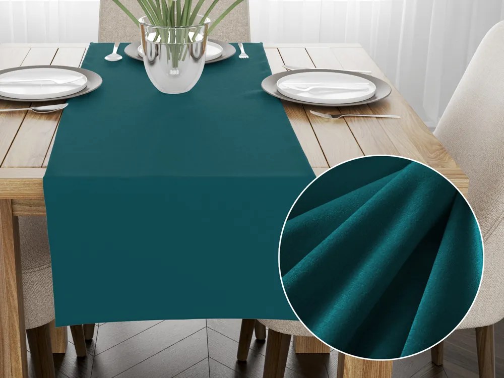 Biante Sametový běhoun na stůl Velvet Premium SVP-025 Petrolejový 35x120 cm