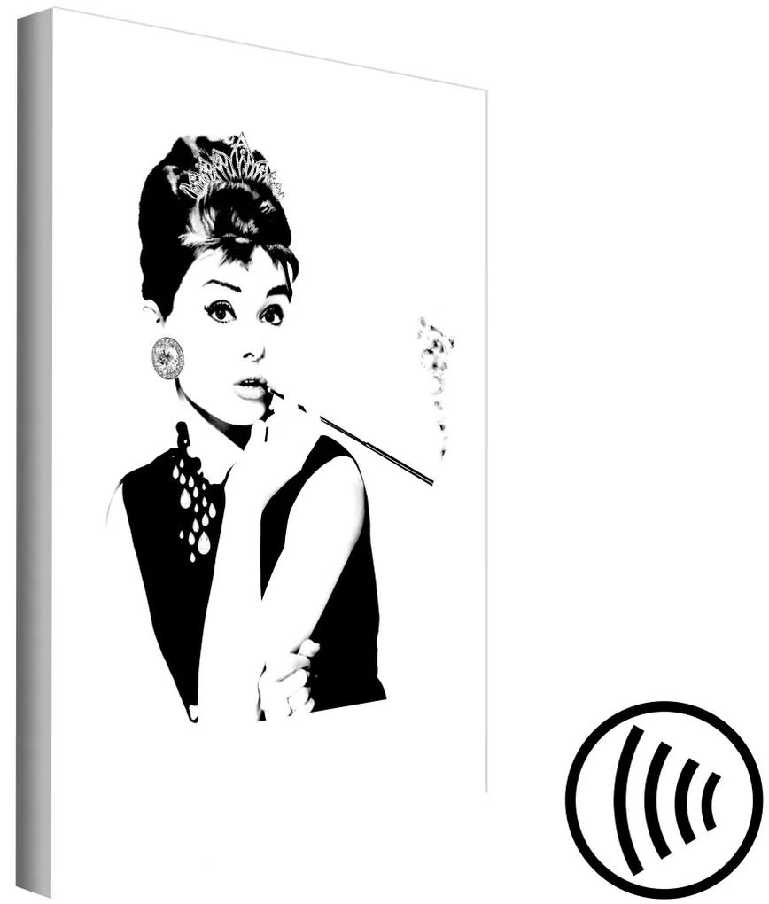 Obraz Postava Audrey (1-dílný) - černobílý portrét ženy z filmu