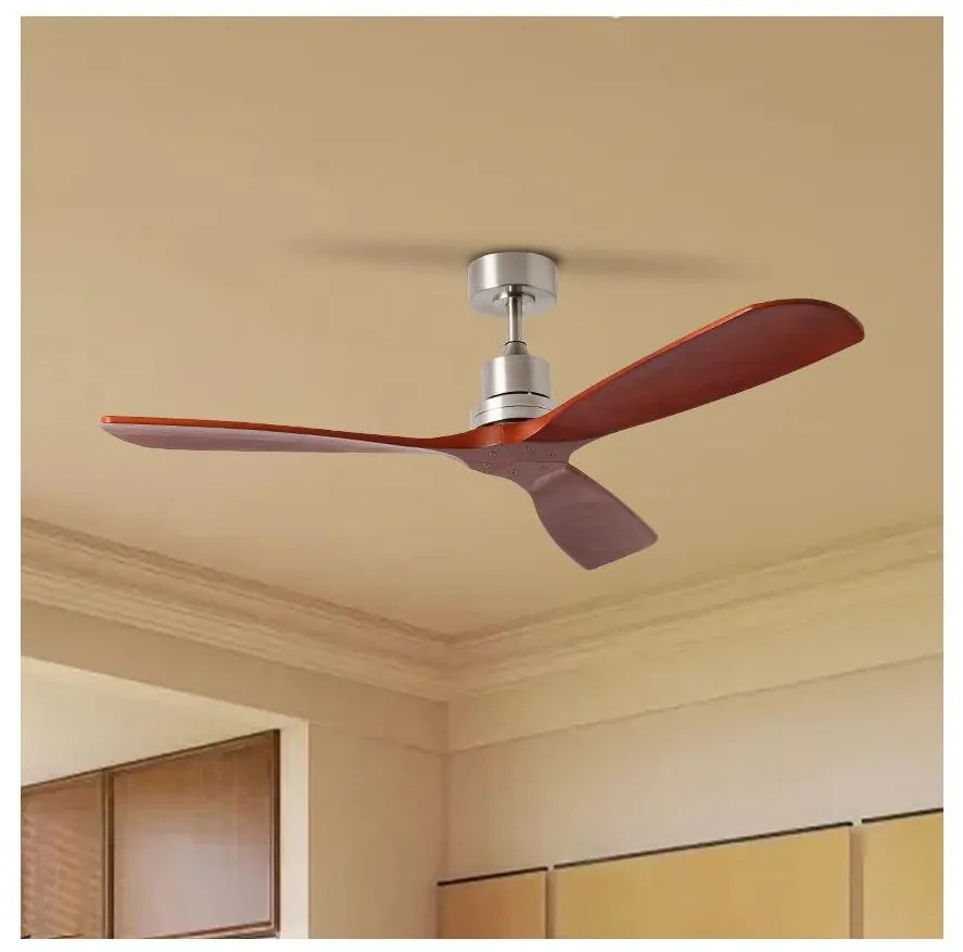 ZEVENTI - Stropní ventilátor LIONI Wi-Fi Tuya chrom/dub + DO ZEV021