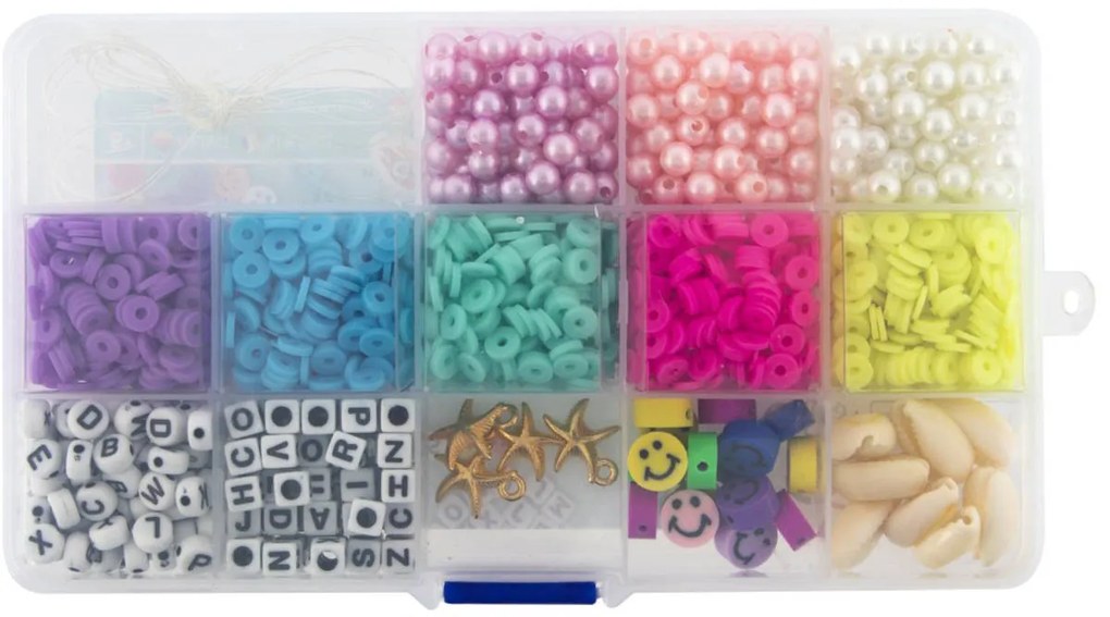 _Ostatní 1_ GRAFIX Navlékací korálky s přívěsky kreativní set výroba náramků v boxu plast 240021