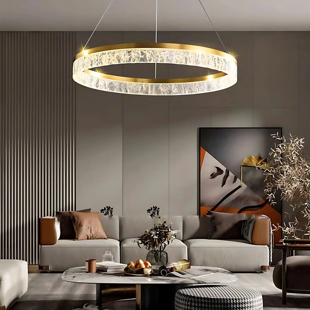 Toolight Toolight, LED závěsné osvětlení 80cm, 50W, 3000K, LHJ047-CP, zlatá lesklá, OSW-50022