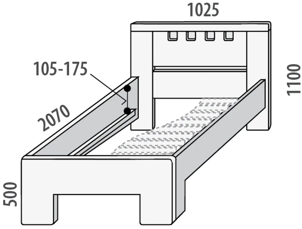 Postel Sofia, čelo rovné čtverečky 90 Domestav F102 Materiál: Buk cink, Barevne provedení: Přírodní provedení