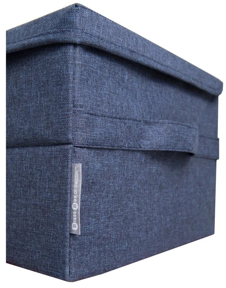 Modrý látkový úložný box s víkem 40x30x22 cm Soft Storage – Bigso