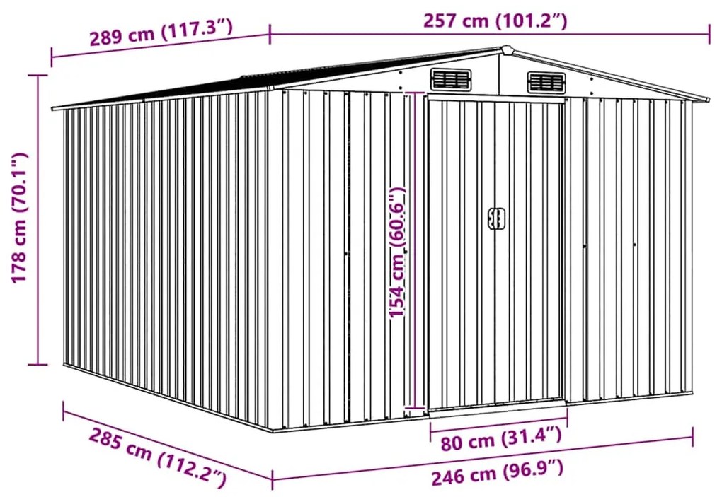 vidaXL Marketos Zahradní domek 257 x 298 x 178 cm kovový antracitový
