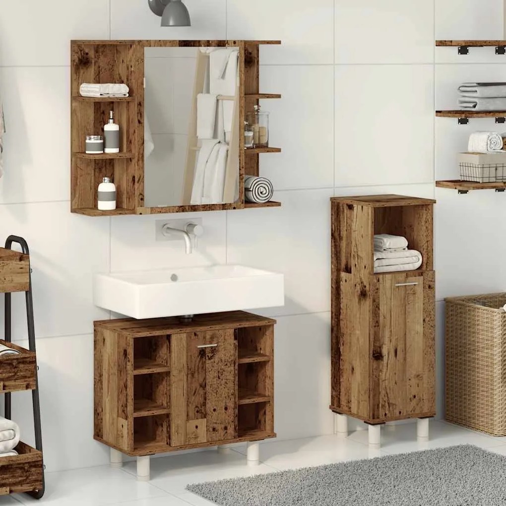 3dílná koupelnová sestava old wood kompozitní dřevo 3328567