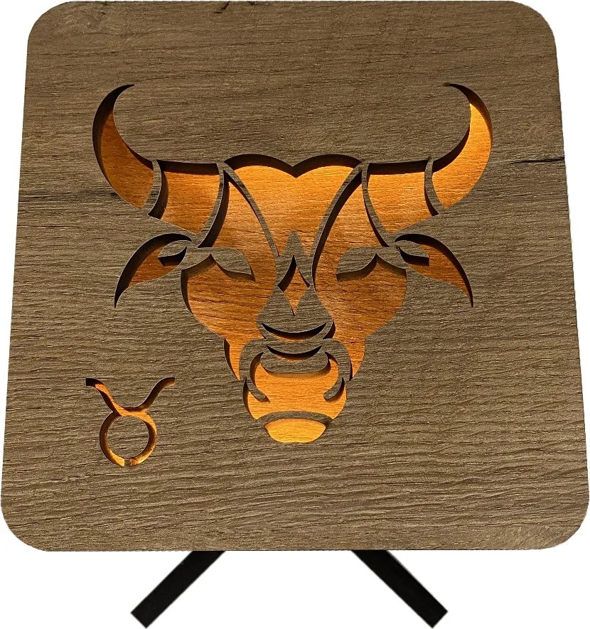 Li-Go Znamení "Býk" lampa 19x19 cm provedení povrchu: dub světlý