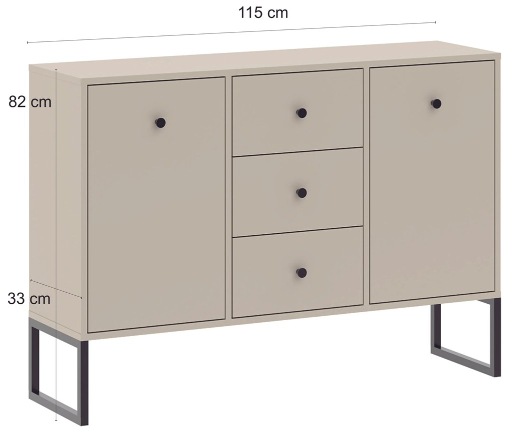 Komoda LINEA 2D3S kašmírová