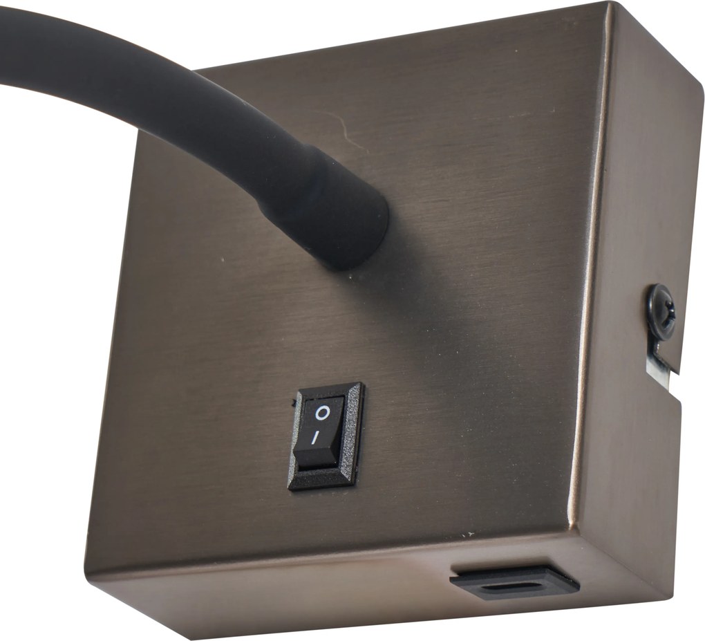 Sada 2 moderních antracitových nástěnných svítidel s USB-C - Gosna