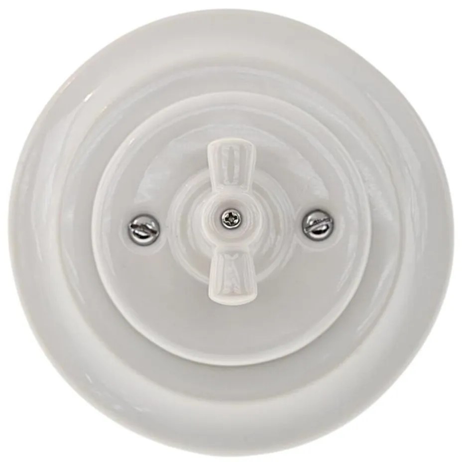 Bohemia-Design - Porcelánový retro vypínač otočný s rámečkem č. 1 bílá 12357543