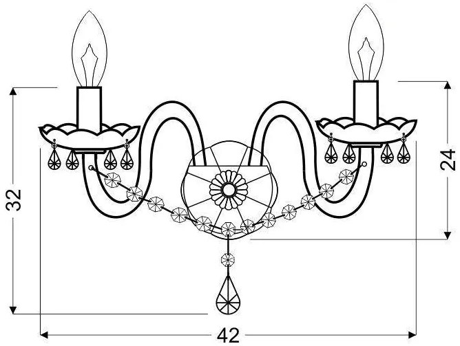 Zlaté křišťálové nástěnné svítidlo Maria Teresa pro žárovku 2x E14  - Candellux