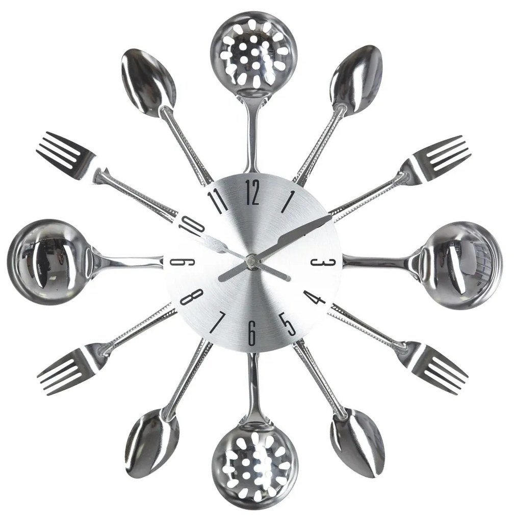 Nástěnné hodiny Cutlery, chromová