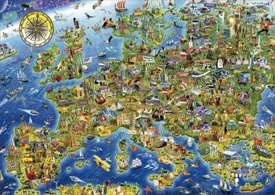 EDUCA Puzzle Šílená mapa Evropy / 500 dílků / od 10 let