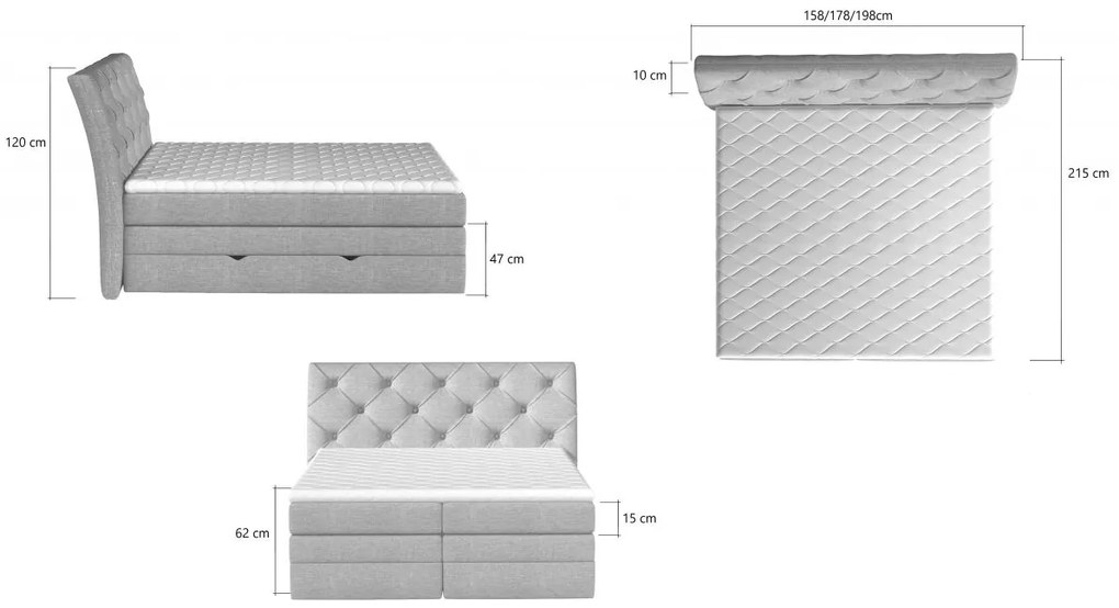 dvojlůžko Boxspring MIRABEL - Dora 28, 140x200cm