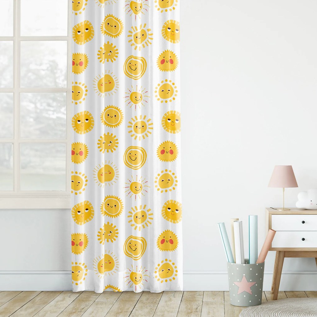 Goldea dětský bavlněný závěs - usměvavá sluníčka 160x150 cm