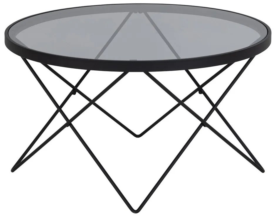 Černý konferenční stolek se skleněnou deskou ø 80 cm Cuxton – Actona