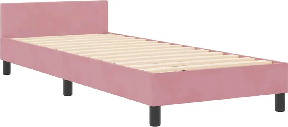 Postel s boxspringem s čelo Růžová 80 x 200 cm samet 3344842
