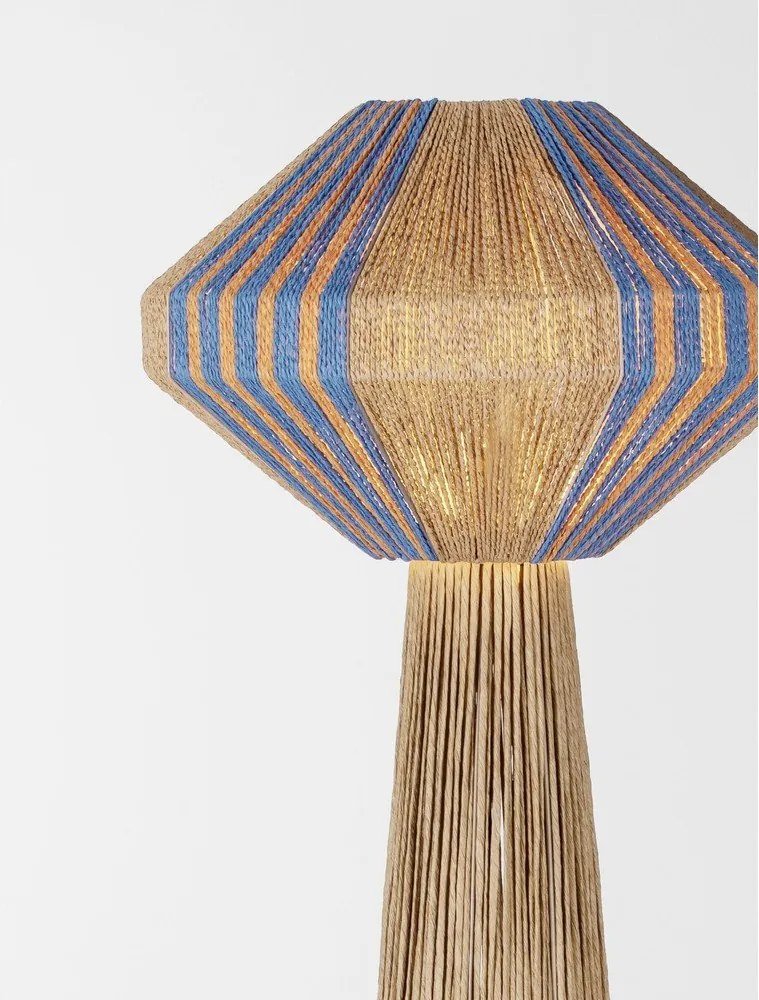 Modrá/v přírodní barvě provazová stojací lampa (výška 152 cm) Abby – Nova Luce