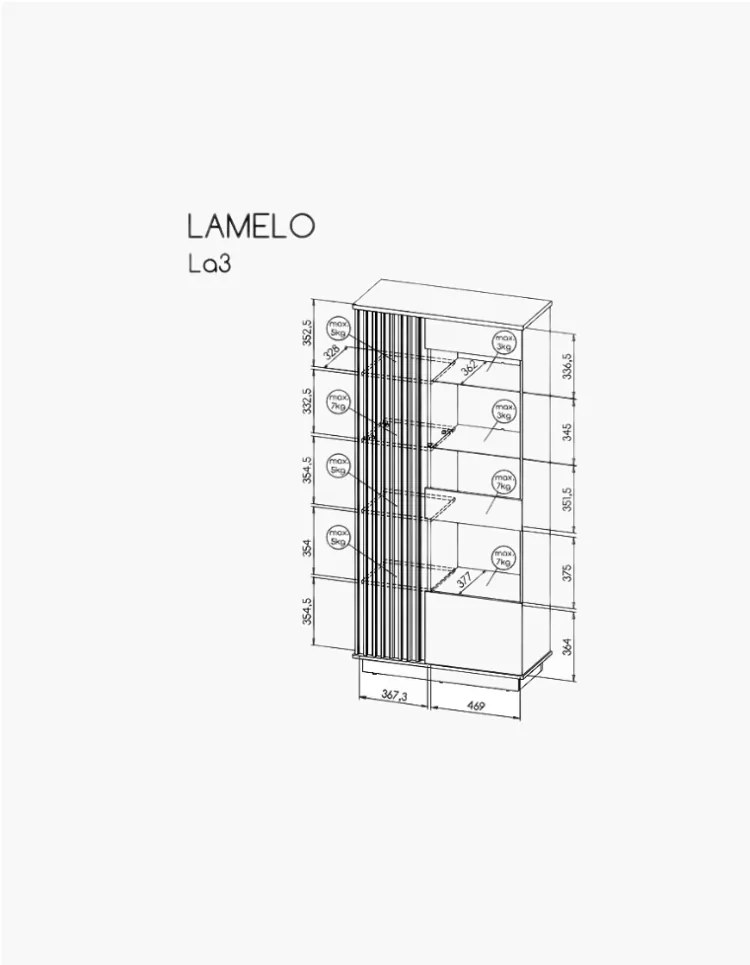 Dolmar Vitrína Lamelo LA3 S nebo bez osvětlení: S osvětlením