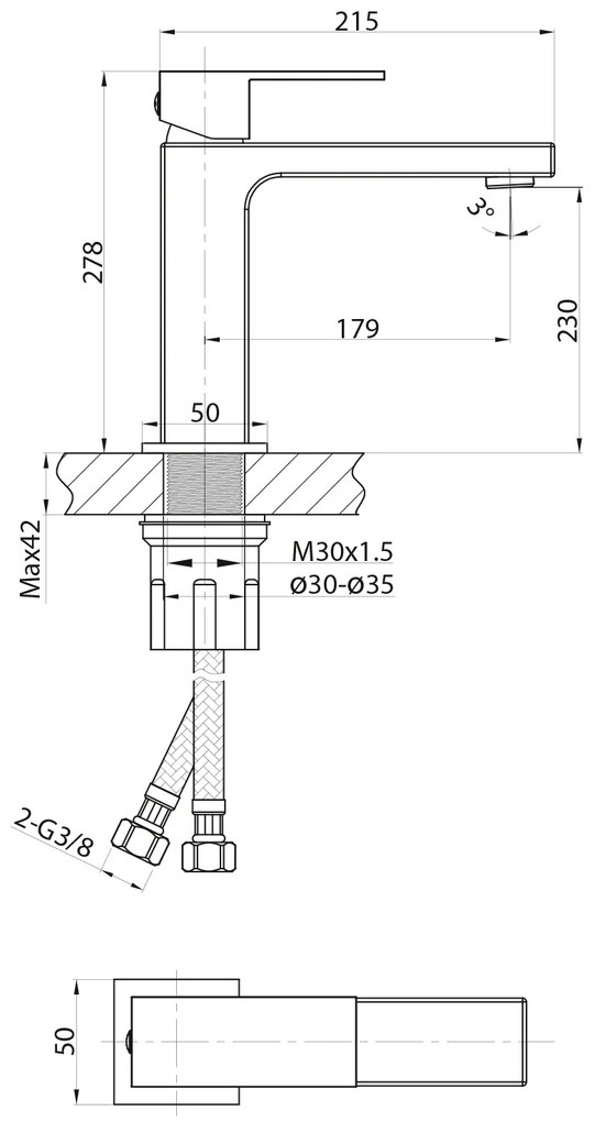 Sapho Sapho, CUBEMIX stojánková umyvadlová baterie bez výpusti, vysoká, chrom, CM006