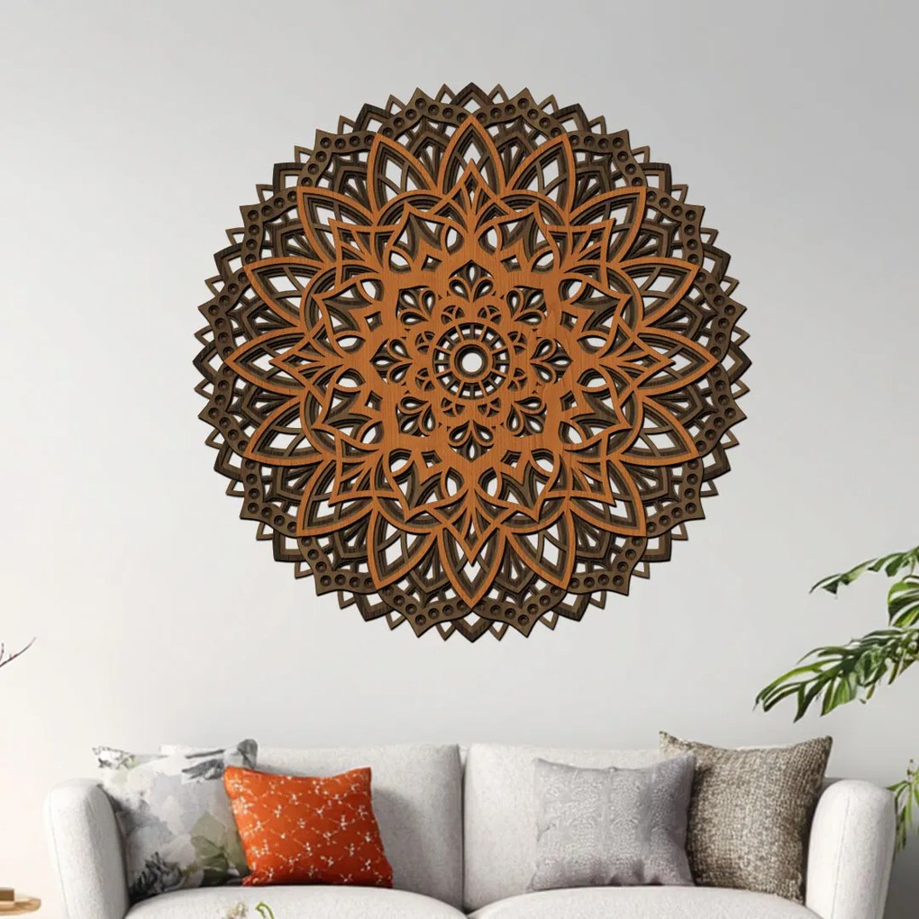 dřevo života 4 vrstvá mandala KVETOUCÍ DUŠE Zvolte rozměr (cm): 40x40, Zvolte barvu dekoru: Černá-Bílá
