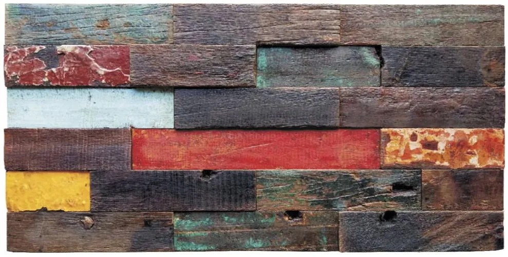 Dřevěná lodní mozaika - obkladový panel 600 x 300 x 7 - 14 mm (0,18 m²)