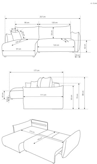 Univerzální rozk. rohová sedací souprava s úložným prostorem do L FRIDA hnědá