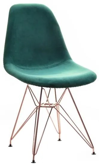 Designová židle DSR, samet, zelená
