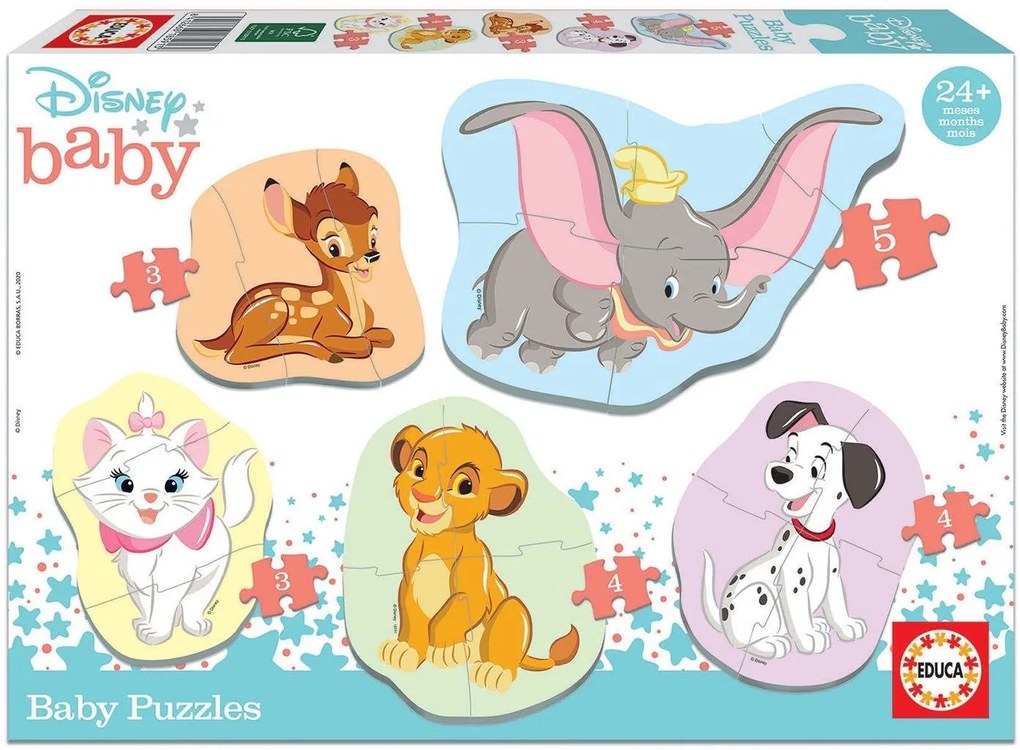 Puzzle educa baby puzzle disney zvířata 2, 5v1 (3-5 dílků)