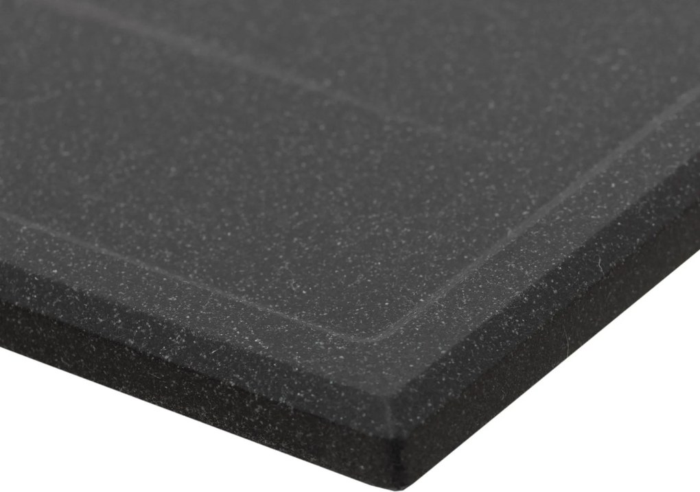 Laveo Megalo, 2-komorový granitový dřez 1160x500x185 mm s dlouhým odkapávačem, černá, LAV-SBE_721T