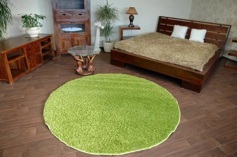 Kulatý koberec SHAGGY Hiza 5cm zelený