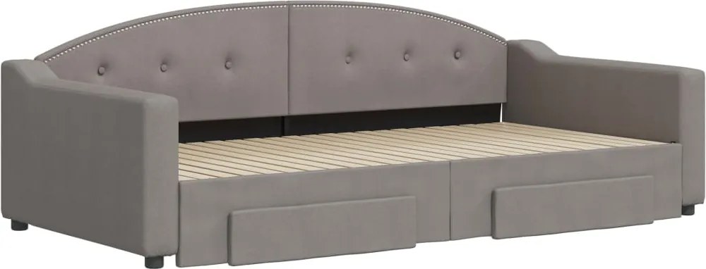 Válenda s přistýlkou a zásuvkami taupe 100 x 200 cm textil 3197574