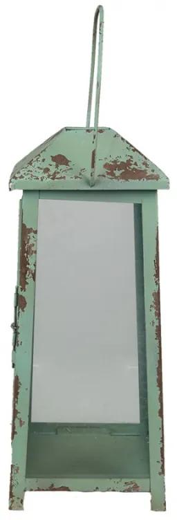 Zelená antik dekorační kovová lucerna Ambrosius – 16x15x47 cm