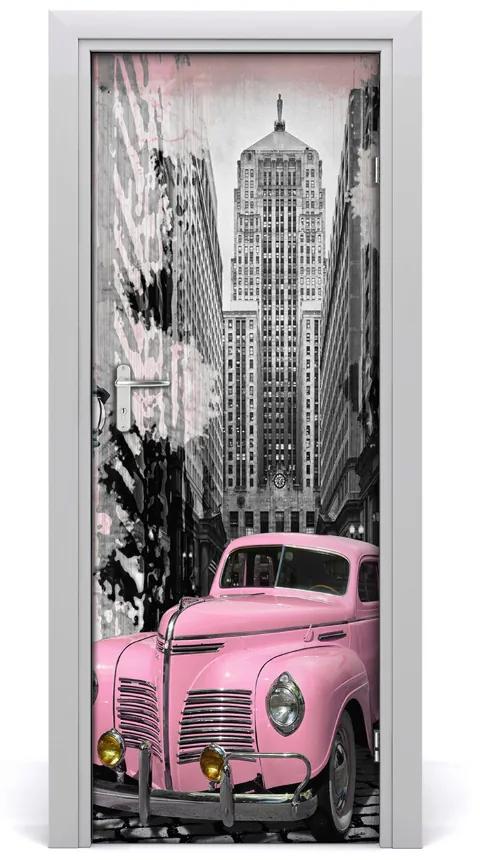 Fototapeta samolepící na dveře růžové auto 95x205 cm