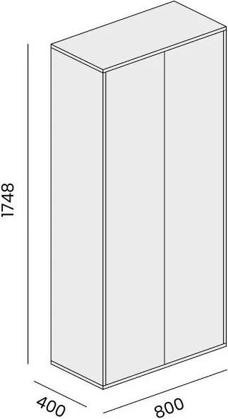 Kancelářská spisová skříň BLOCK, 2x dveře, 800 x 400 x 1748 mm, dub přírodní