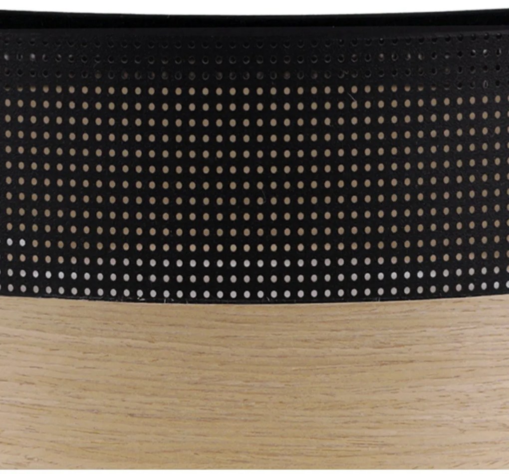 Stropní svítidlo Wood, 1x dýha zlatý dub/černé plastové stínítko, (bílé plexisklo), (fi 50cm)