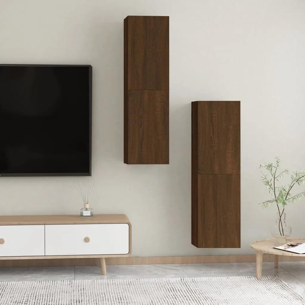 vidaXL TV stolky 2 ks 30,5 x 30 x 110 cm dřevotříska [826681] Barva: bílá a dub sonoma