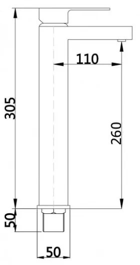 Mexen CUBE - Vysoká umyvadlová baterie, Černá, 72910-70