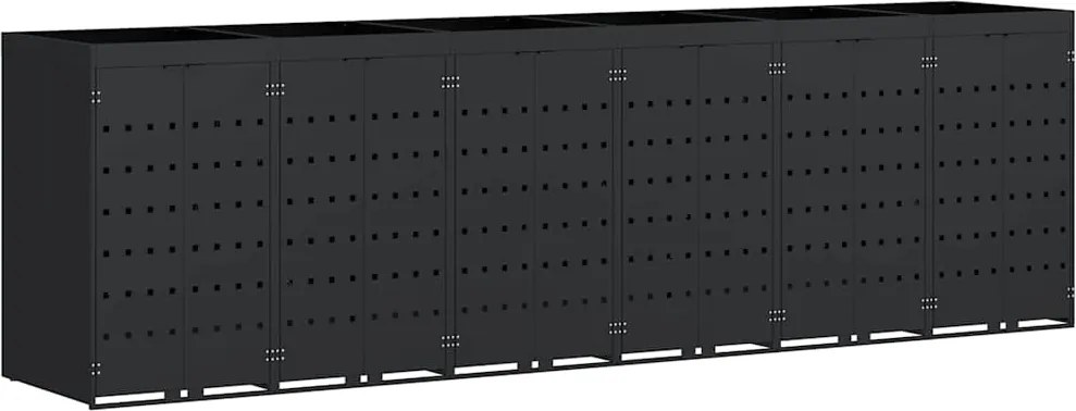 Úložný box na 6 popelnic Černá 408 x 77,5 x 121,5 cm 3394742