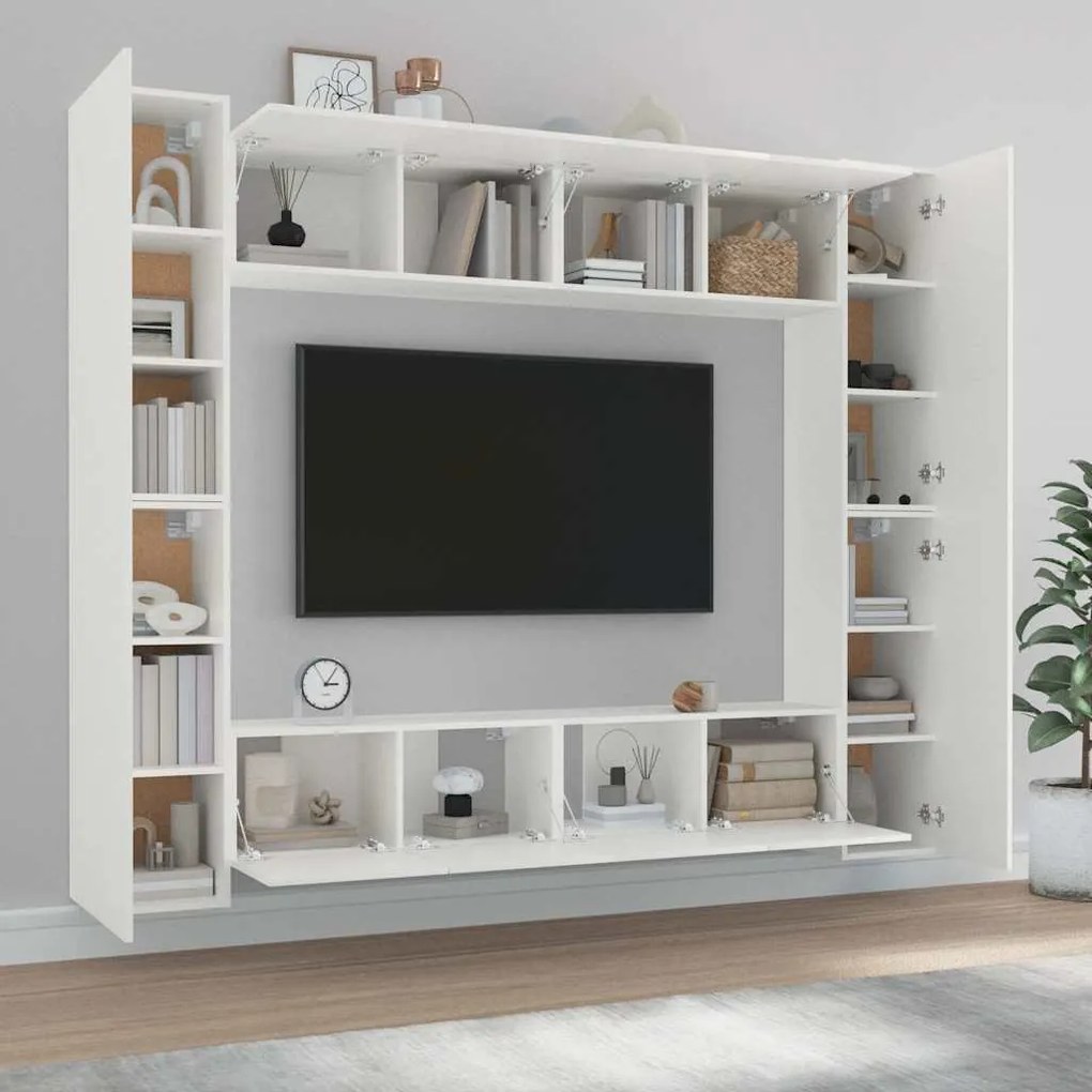 8dílný set TV skříněk bílý kompozitní dřevo 3114230